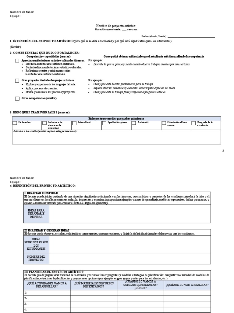 Formato de Proyecto 2020 Expresarte | PDF | Aprendizaje | Planificación