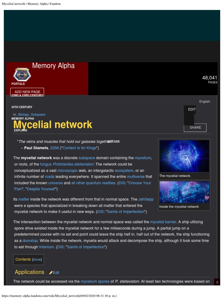 Mycelial Network in Star Trek Explained | PDF | Nature