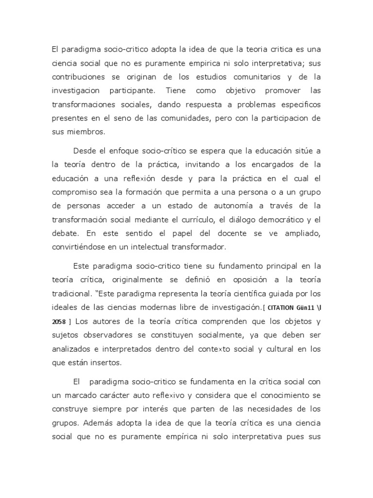 El Paradigma Socio-Critico | PDF | Paradigma | Teoría