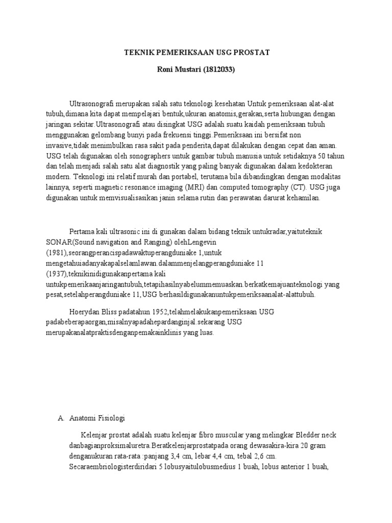 Teknik USG Prostat: Panduan Lengkap | PDF | Ilmu Sosial | Kesehatan ...