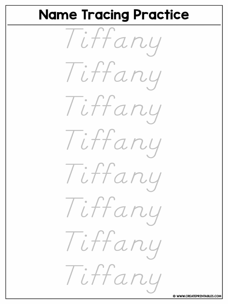 Name Writing Practice-Tiffany | PDF