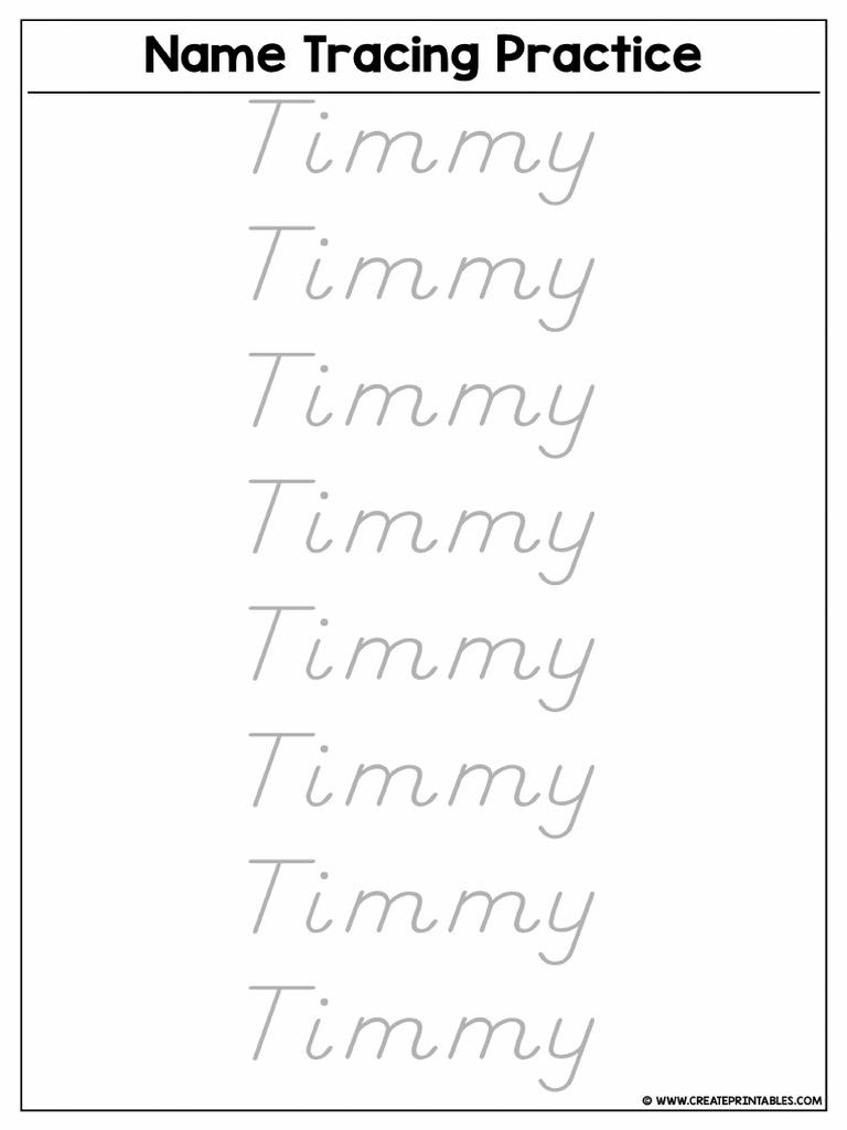 Name Writing Practice-Timmy | PDF