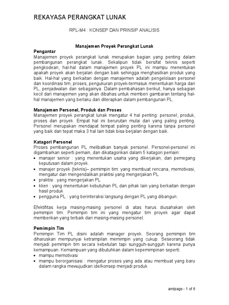 MATERI KONSEP Dan PRINSIP ANALISIS RPL | PDF