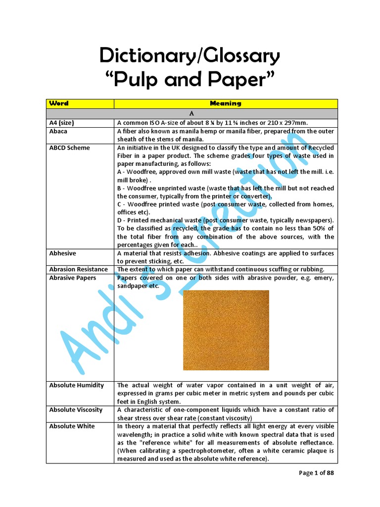 Pulp & Paper Glossary | PDF | Paper | Pulp (Paper)
