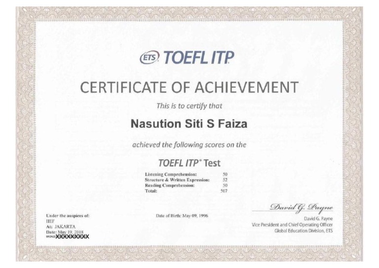 Sertifikat Toefl Itp New Page 001 Dikonversi | PDF