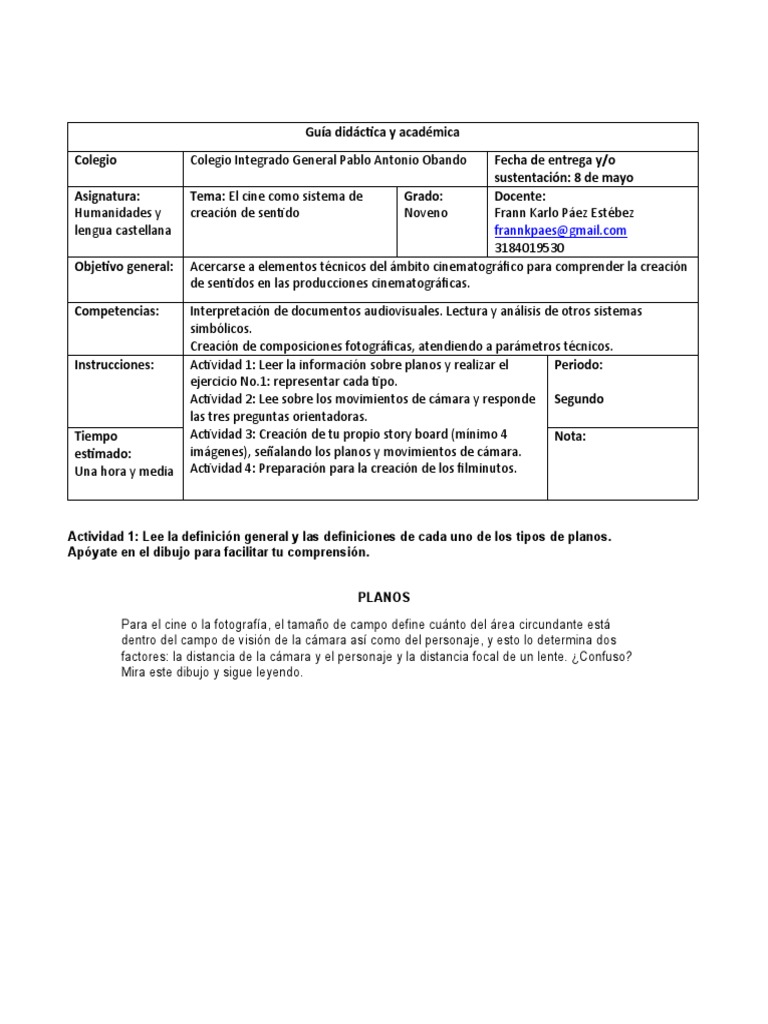 Actividad No.3 Español Octavo Sobre El Cine | PDF | Estudios de idiomas ...