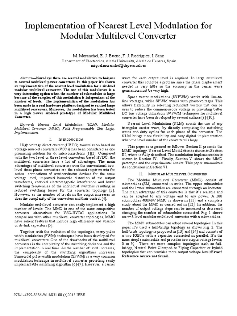 Implementation of Nearest Level Modulation For Modular Multilevel ...