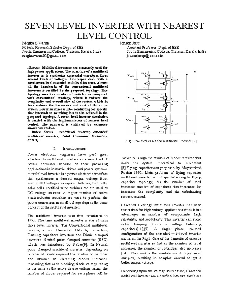 Seven Level Inverter With Nearest Level Control | PDF | Power Inverter ...
