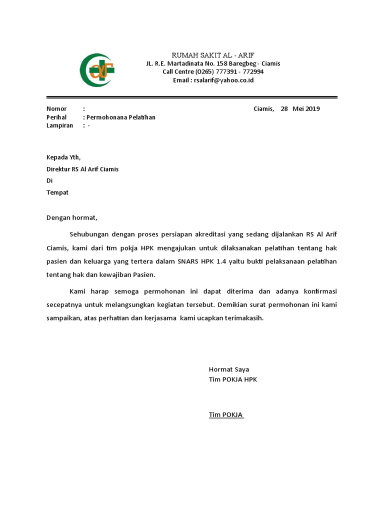 Surat Pengajuan Pelatihan | PDF