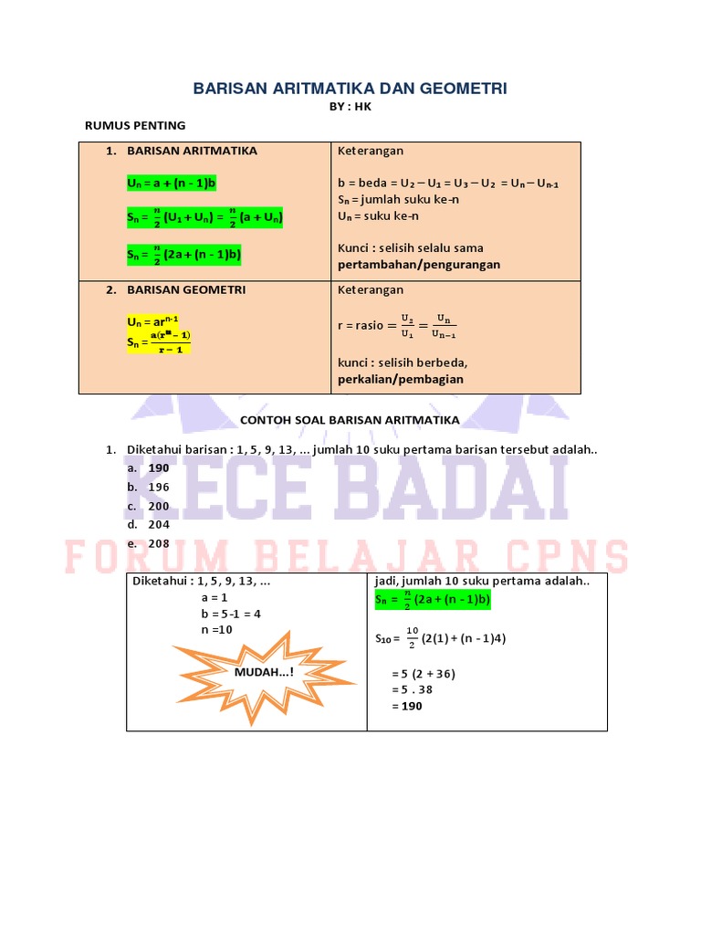 MATERI TIU Deretan ARITMATIKA DAN GEOMETRI | PDF
