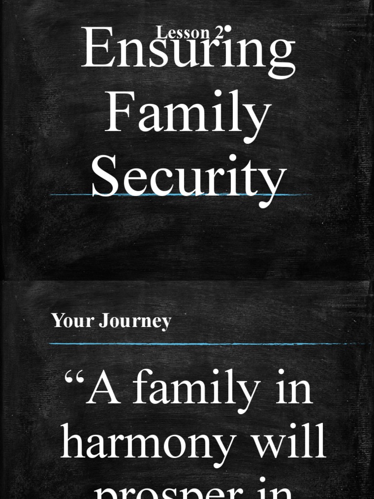 Ensuring Family Security: Lesson 2 | PDF | Career & Growth | Self ...