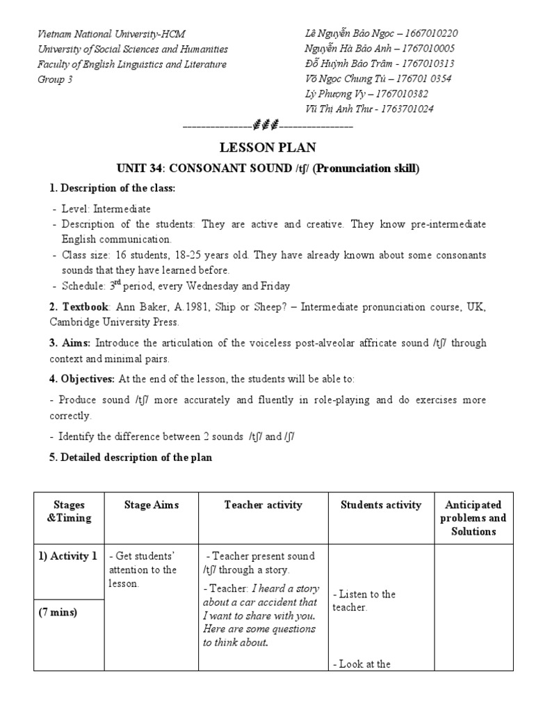 Lesson Plan Pronunciation | PDF | Question | Teachers