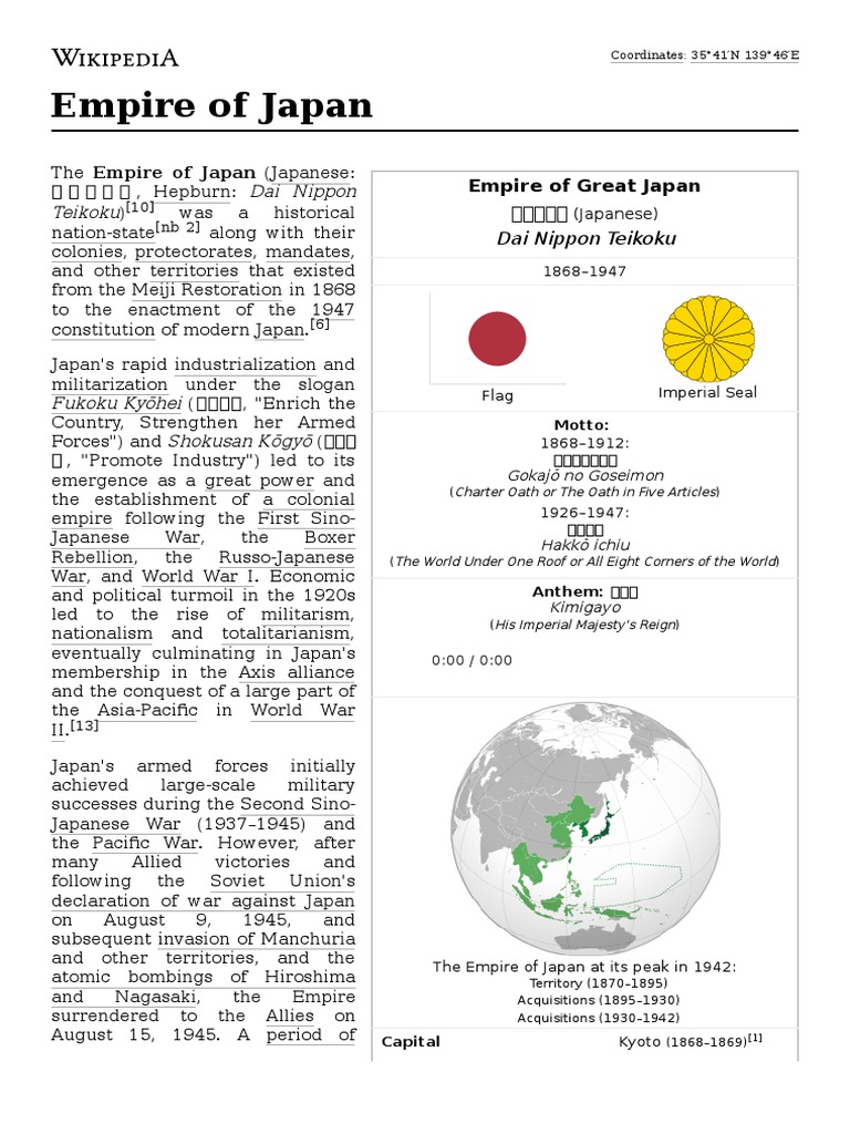 Empire of Japan: Dai Nippon Teikoku | PDF | Empire Of Japan | Korea