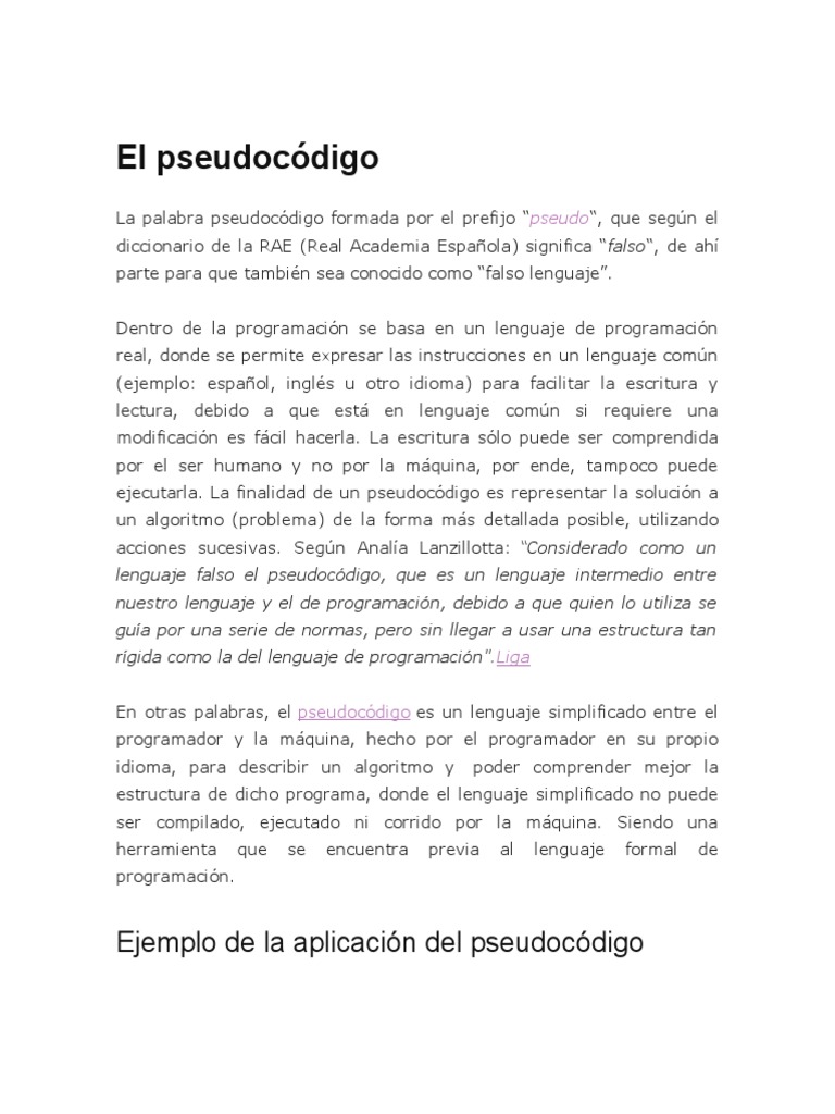 El. Pseudocodigo | PDF | C ++ | Lenguaje de programación
