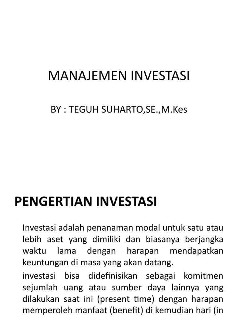 Manajemen Investasi | PDF