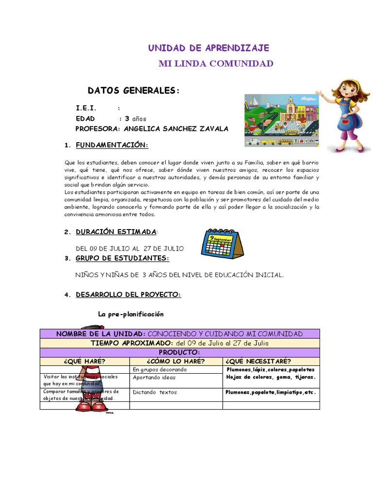 Unidad de Aprendizaje de Mi Comunidad Angelica | PDF | Las emociones ...