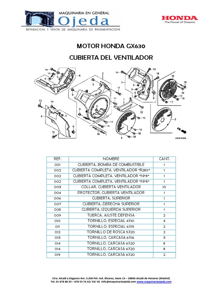 Despiece y Manual Motor Honda GX630 | PDF | Tecnología de vehículos ...
