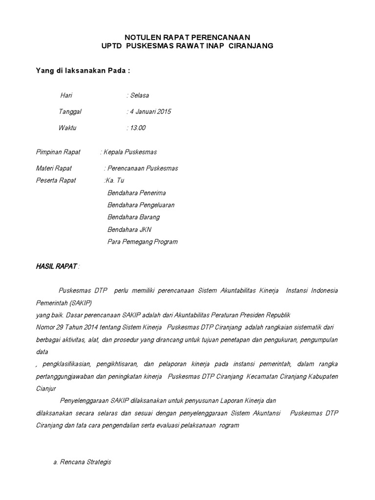 Notulen Rapat Perencanaan | PDF