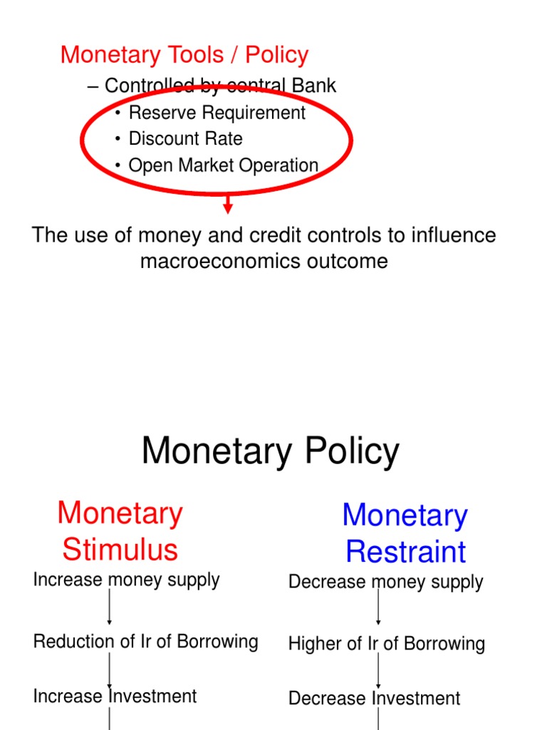 Monetary Tools / Policy: - Controlled by Central Bank | PDF