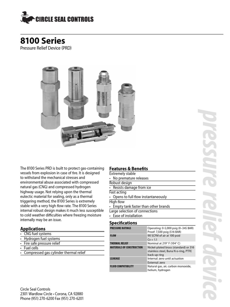 8100 Series: Pressure Relief Device (PRD) | PDF | Pipe (Fluid ...