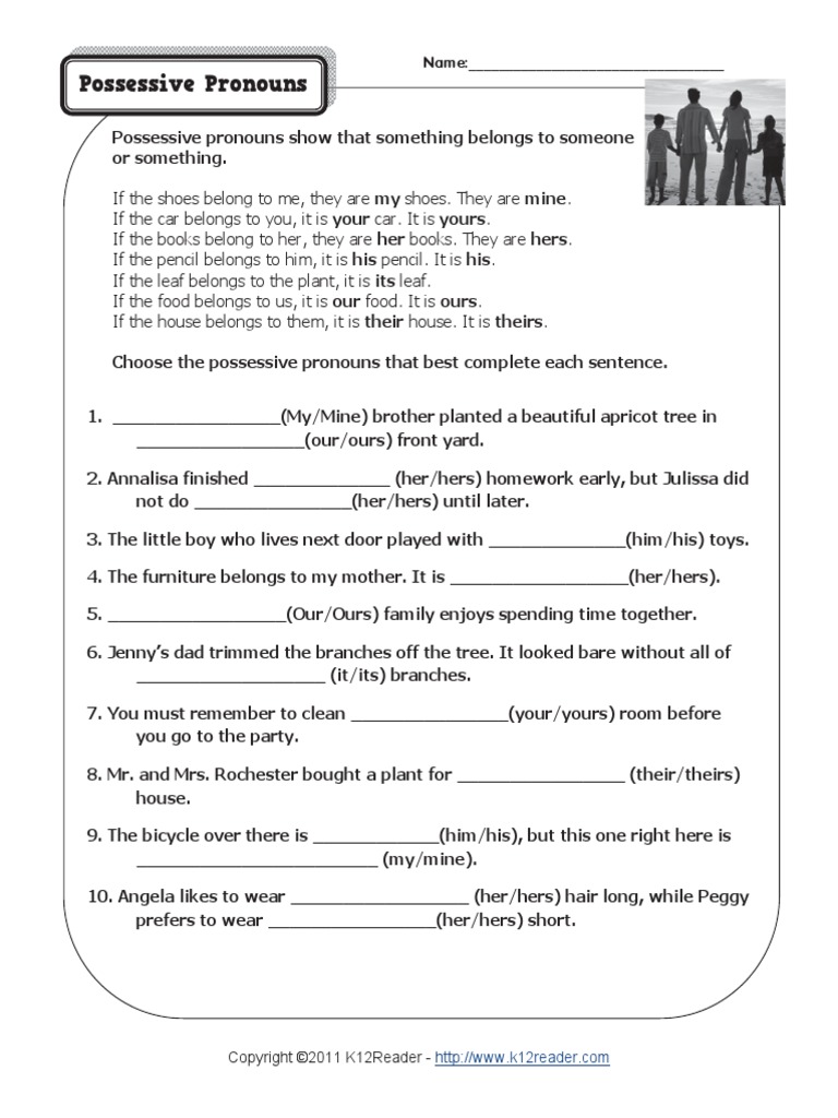 Possessive Pronouns - Pronoun Worksheets | PDF