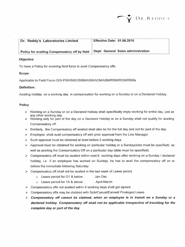 Compensatory-Off Policy PDF | PDF