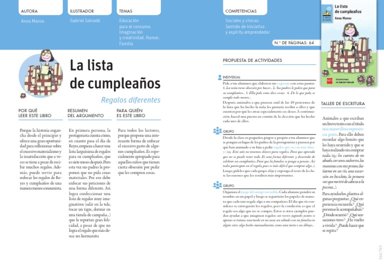 Actividades Del Libro La Lista de Cumpleaños Parte Cuatro | PDF