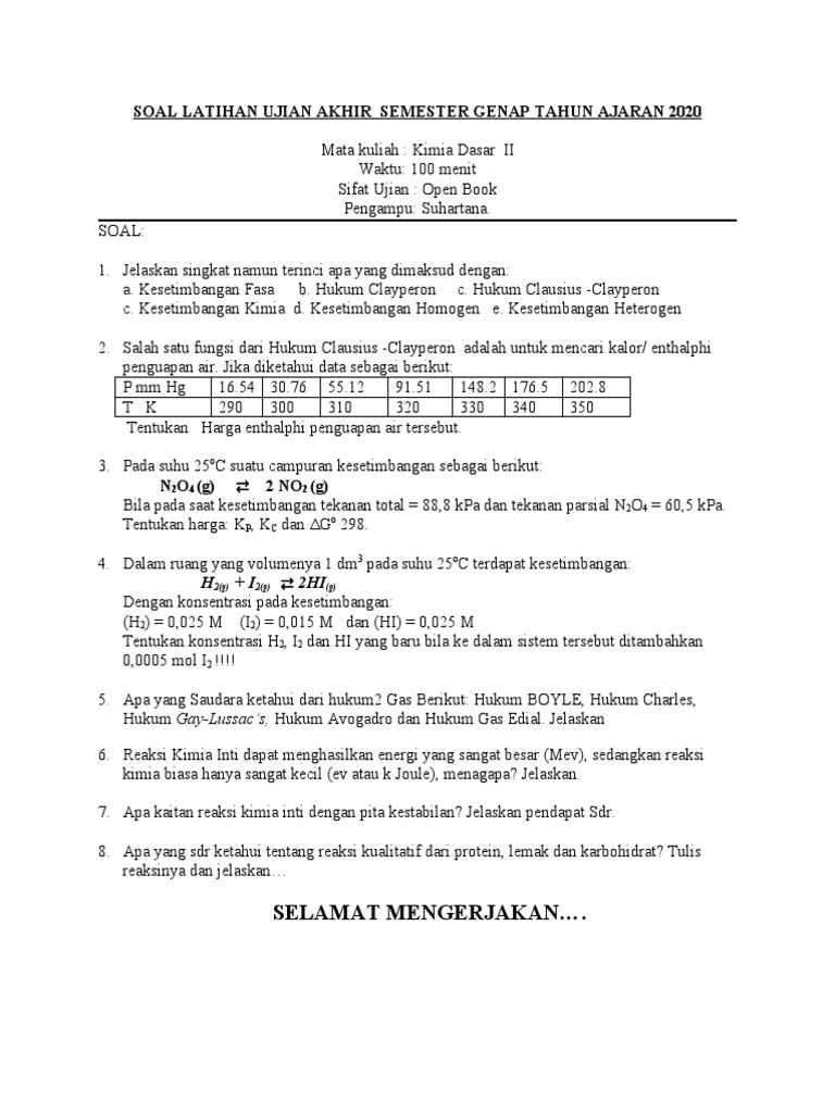 SOAL LATIHAN UAS 2020 Revisi | PDF