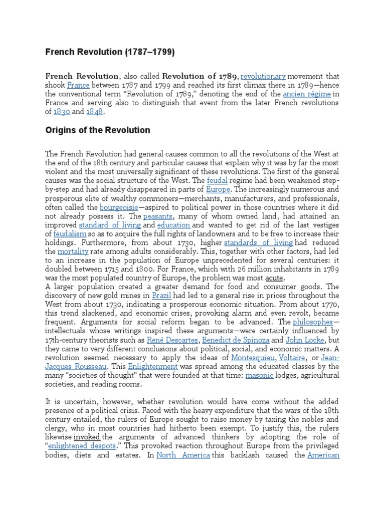 French Revolution, Also Called Revolution of 1789 | PDF | French ...