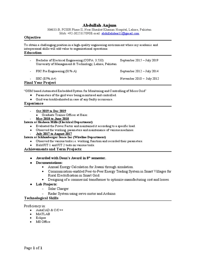 Abdullah Anjum CV | PDF