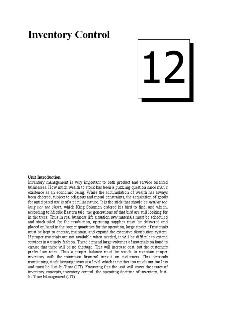 Inventory Control: Unit Introduction | PDF | Inventory | Demand