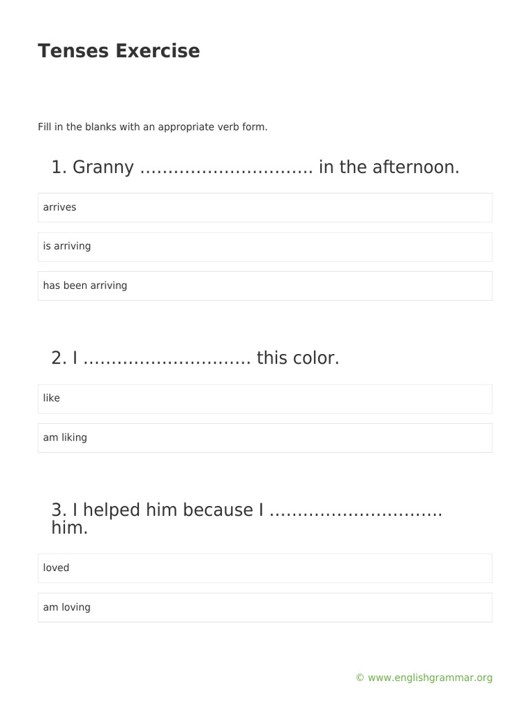 Tenses Exercise | PDF