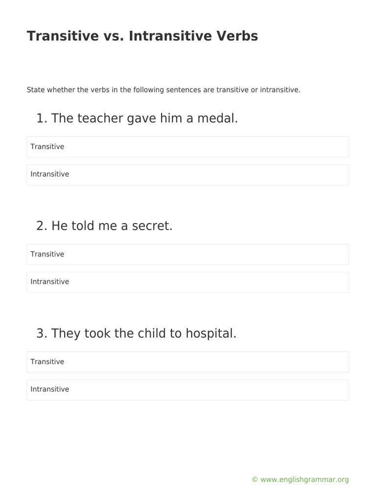 Transitive vs. Intransitive Verbs | PDF