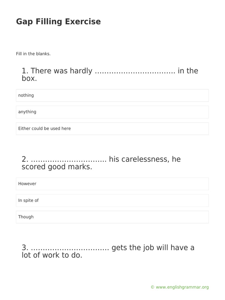 Gap Filling Exercise | PDF