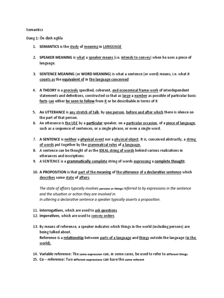 Semantics - Ôn Nhanh | PDF | Proposition | Predicate (Grammar)