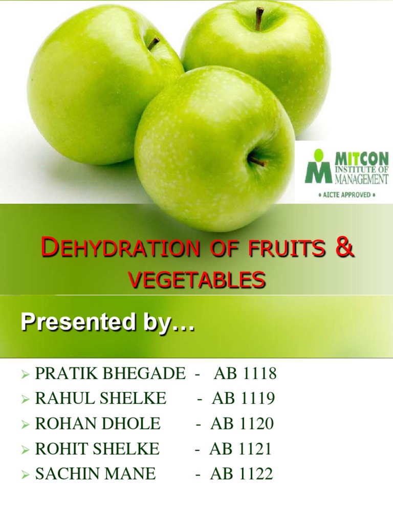 Dehydration Techniques for Fruits & Vegetables | PDF | Vegetables ...