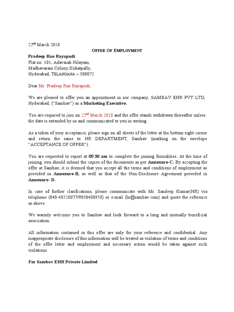 New Offer Letter | PDF | Non Disclosure Agreement | Trade Secret