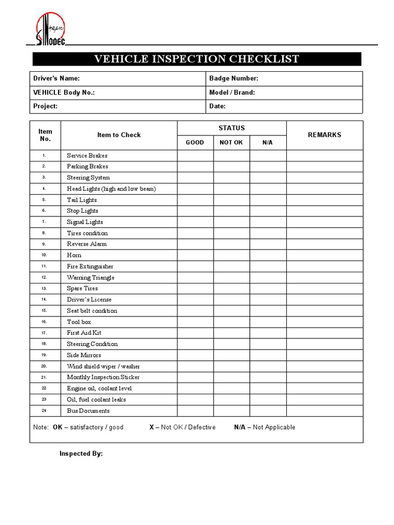 School Bus Inspection Checklist | PDF | Technology & Engineering