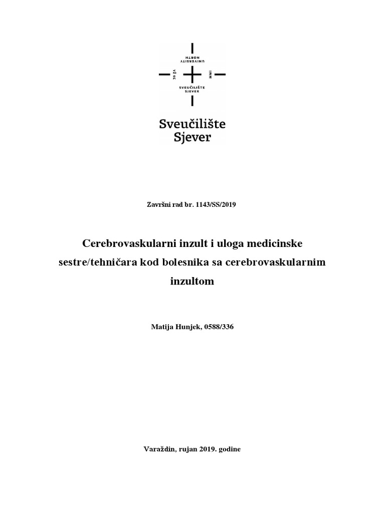 Cerebrovaskularni Inzult I Uloga Medicinske Sestre-Tehnicara Kod ...