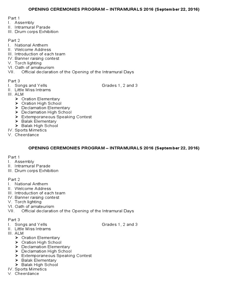 Opening Ceremonies Program | PDF