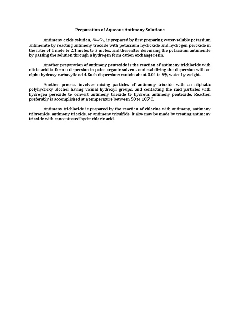 Preparation of Aqueous Antimony Solutions | PDF | Cooking, Food & Wine ...