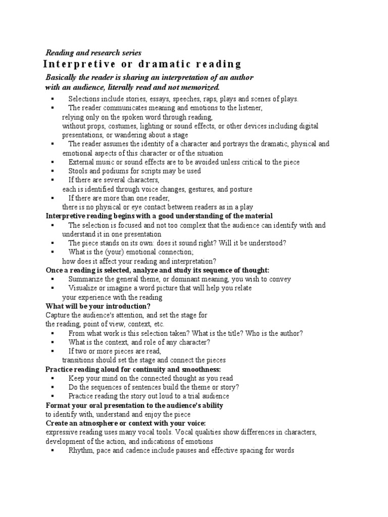 Dramatic Reading Tips | PDF | Punctuation | Word