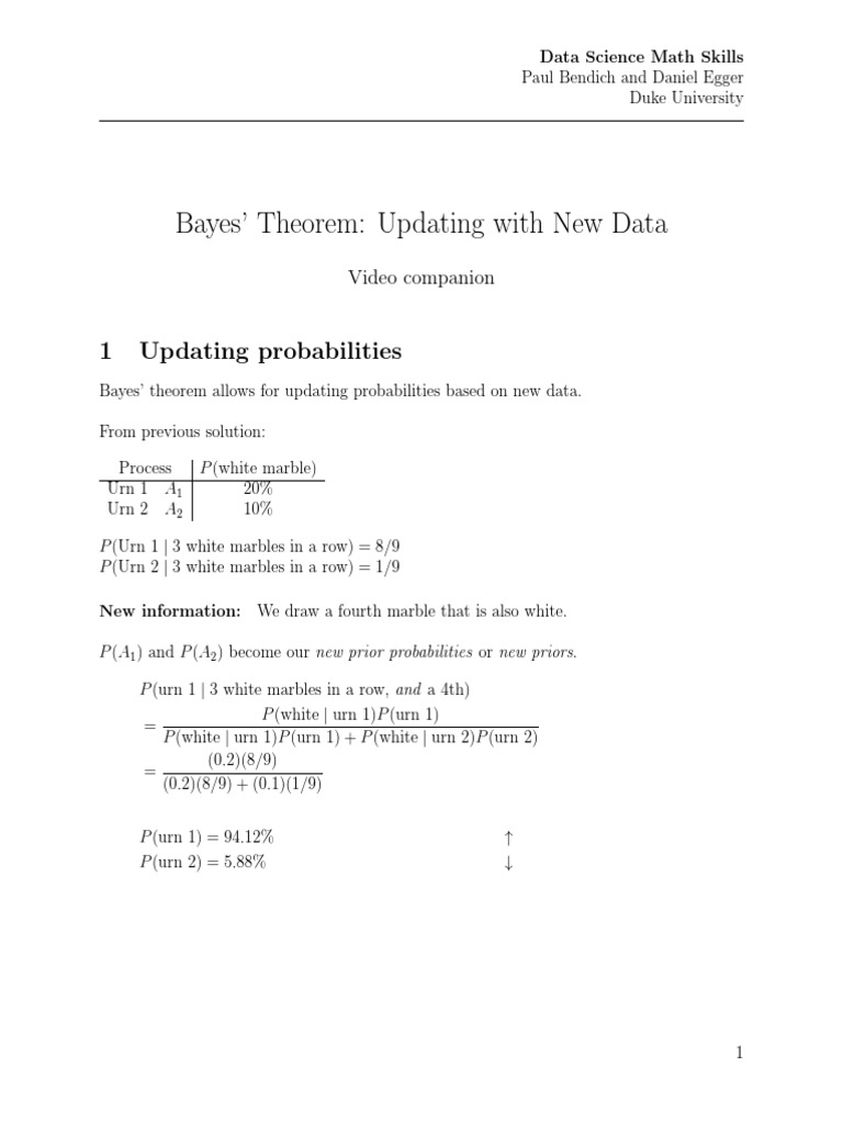Bayes' Theorem: Updating With New Data | PDF