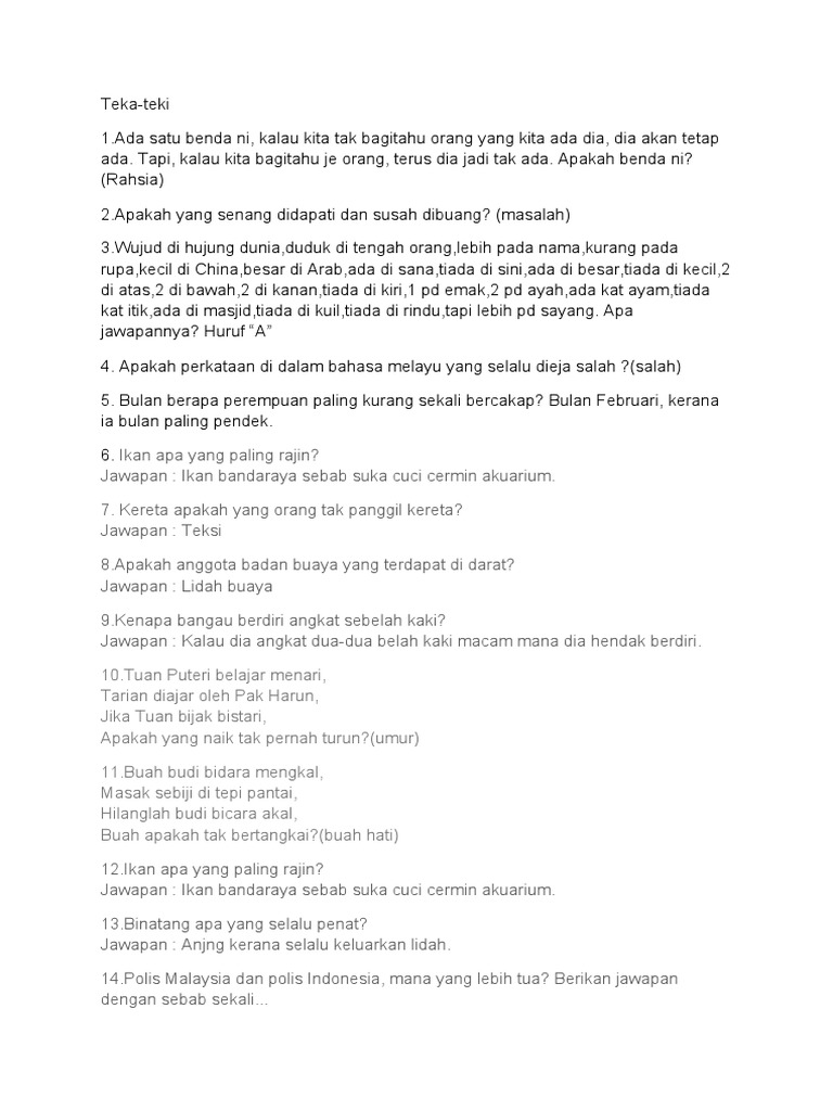 Teka Teki | PDF | Perjalanan | Seni & Disiplin Bahasa