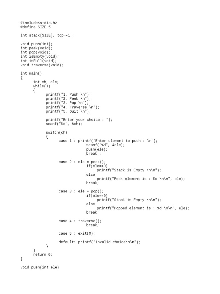 Stack Using C Programming | PDF | Computer Libraries | Computer Standards
