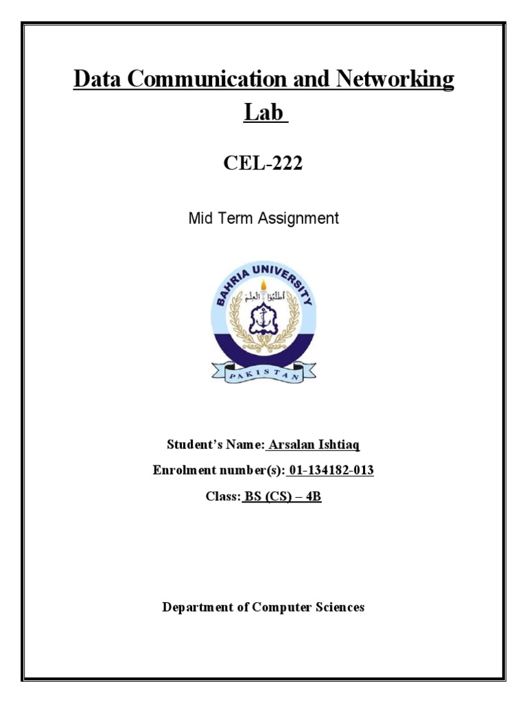 Data Communication and Networking Lab: Mid Term Assignment | PDF ...