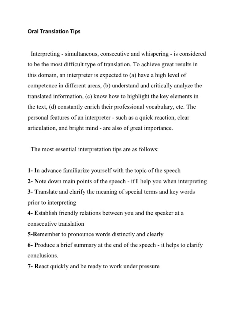 Oral Translation Insights and Examples | PDF | Language Interpretation ...