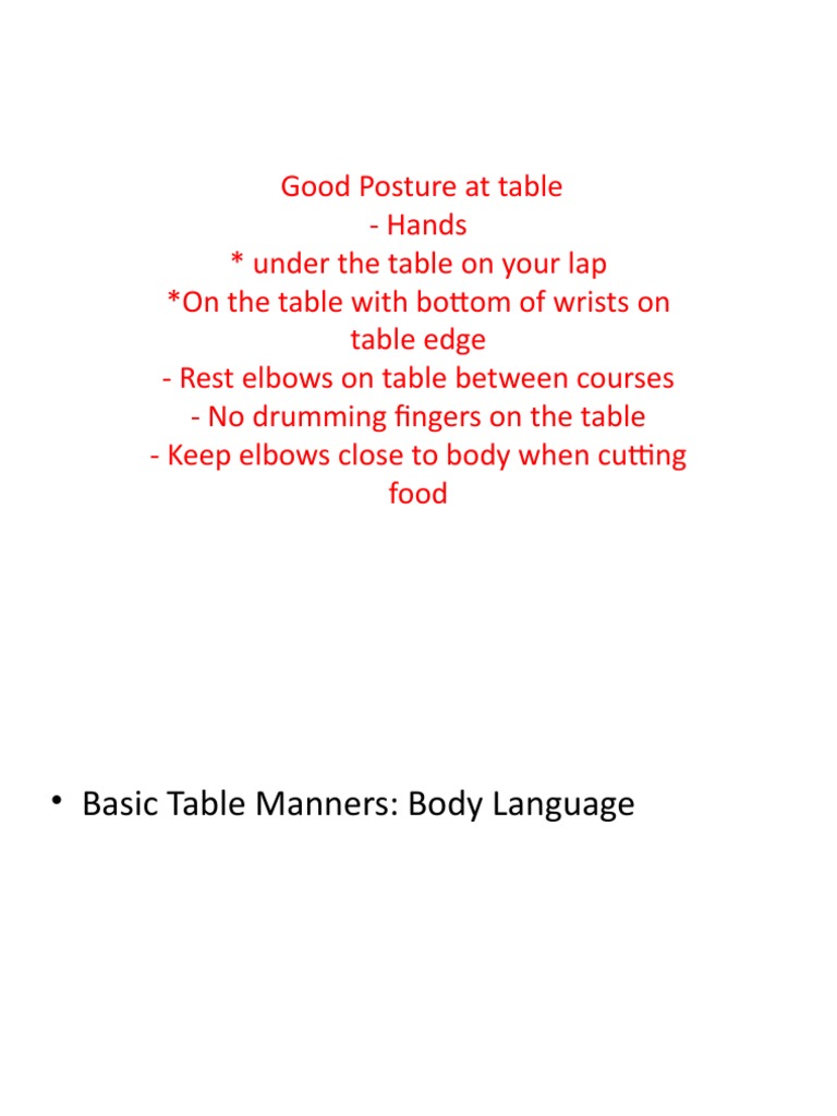 Table Manners | PDF | Food And Drink | Meal