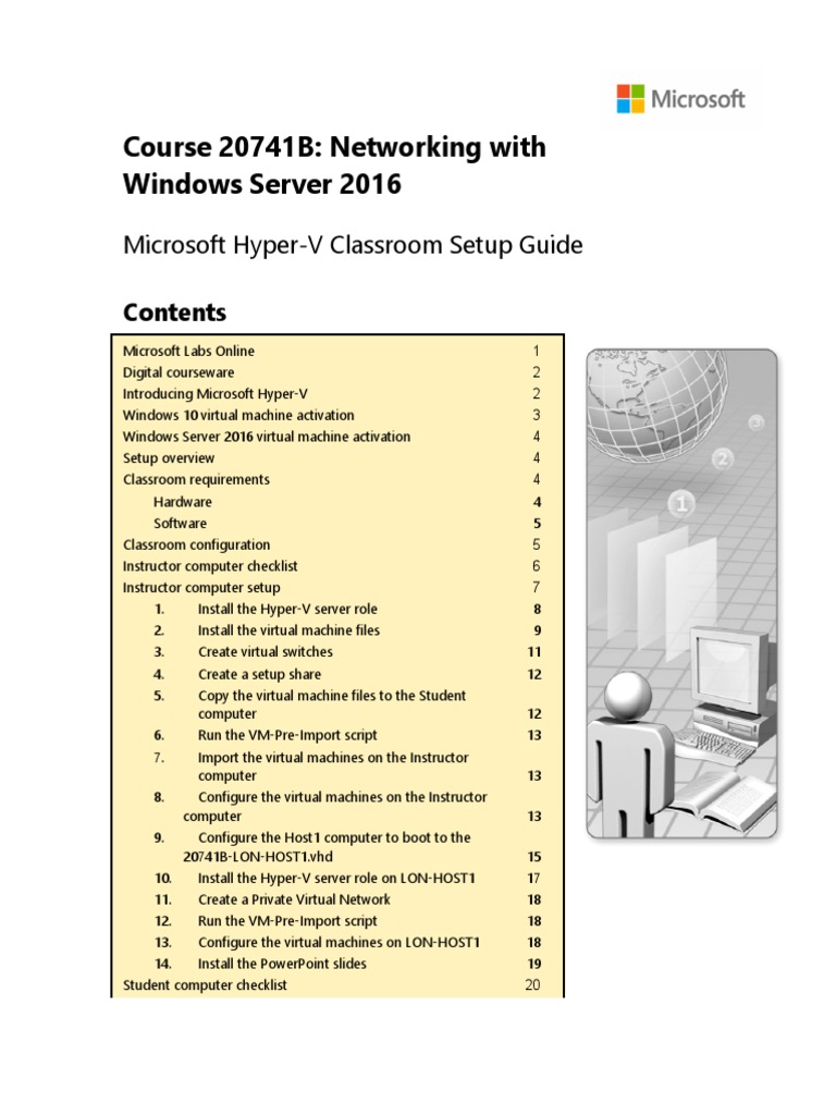 Course 20741B: Networking With Windows Server 2016: Microsoft Hyper-V Classroom Setup Guide ...