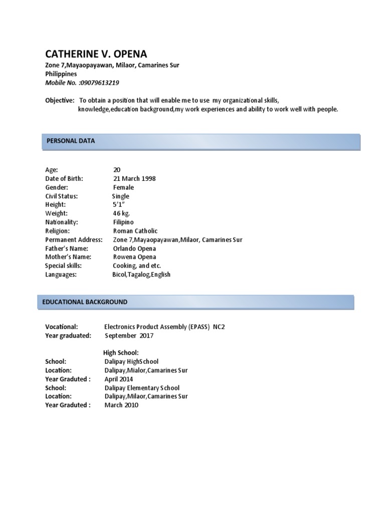 Catherine V. Opena Resume | PDF